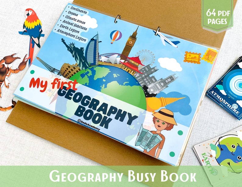 Geography Busy Book: Continents, Oceans, and Animal Habitats (printable ...