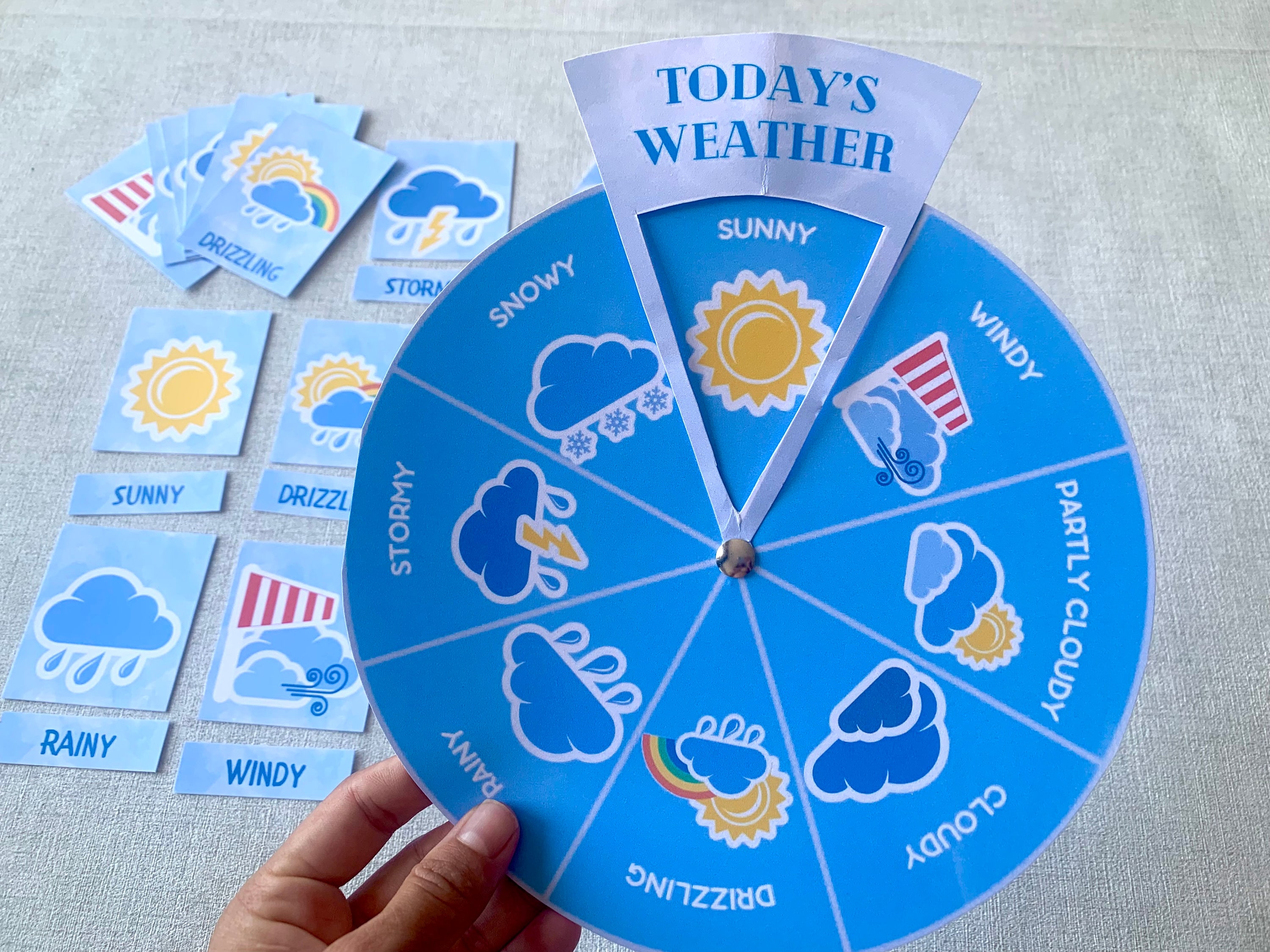 Weather Wheel Weather Flashcards Learning Binder Preschool - Etsy