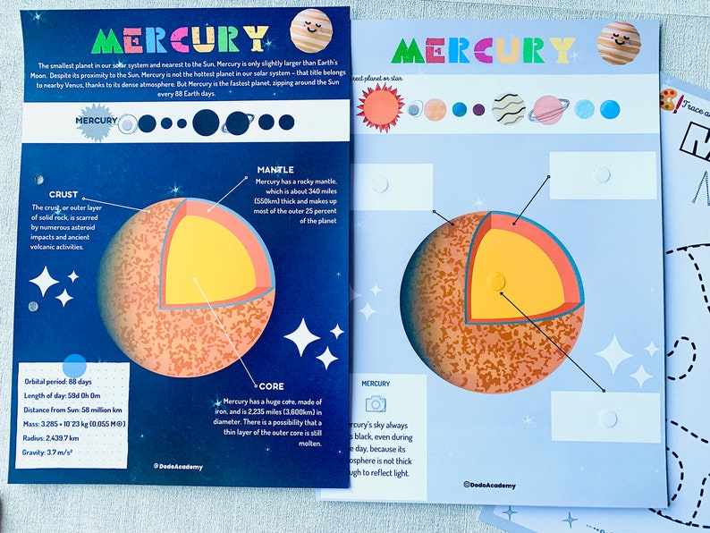 Mercury Activity Pack: Solar System Learning Binder (PDF) - Etsy