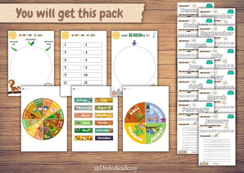 Months and Seasons Wheel Printable Activities Toddler Matching Game ...