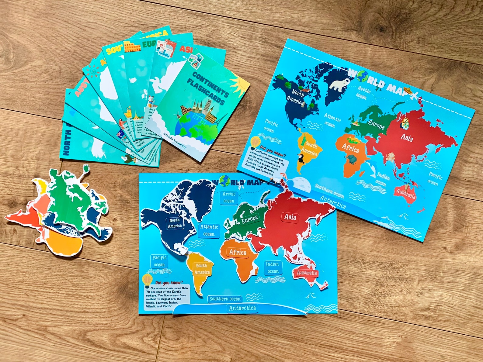 Continents & Oceans Printable Activity and Flashcards Pack - Etsy