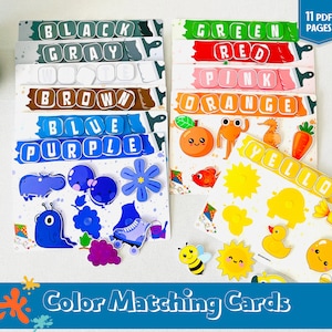 Color Matching Cards Color Sorting Activity Learning Colors Toddler ...