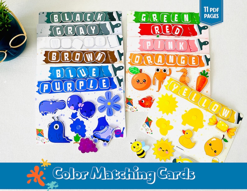 Color Matching Cards Color Sorting Activity Learning Colors Toddler ...