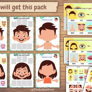 Face Parts Learning Activity Flashcards Human Anatomy Preschool ...