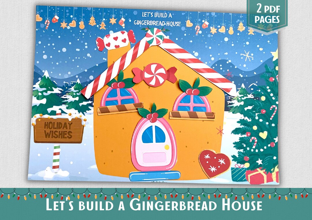 Gingerbread House Activity Winter Busy Book Build a Gingerbread House ...