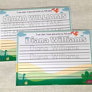 Custom Name Tracing Practice Dinosaur Birthday and Age Learning ...