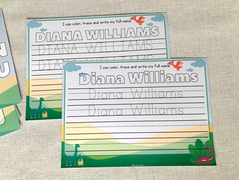 Custom Name Tracing Practice Dinosaur Birthday and Age Learning ...