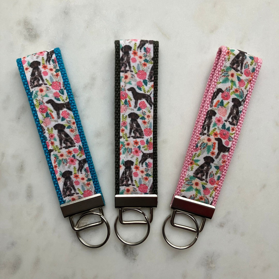 German Shorthaired Pointer GSP Dog Floral Key Fob Wristlet Keychain Dog ...