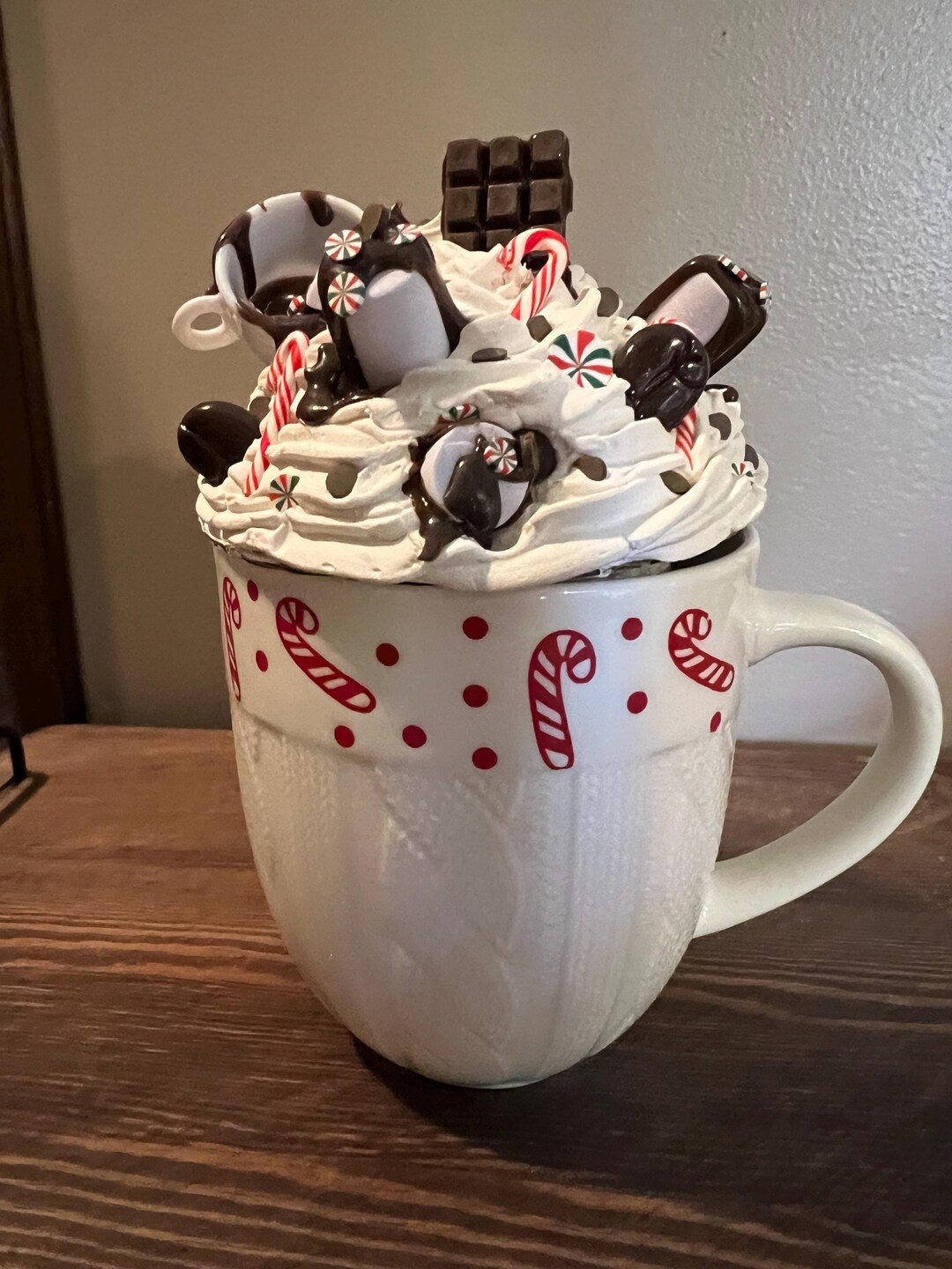 Large Christmas Hot Chocolate Mug With Fake Whipped Cream Lid That ...
