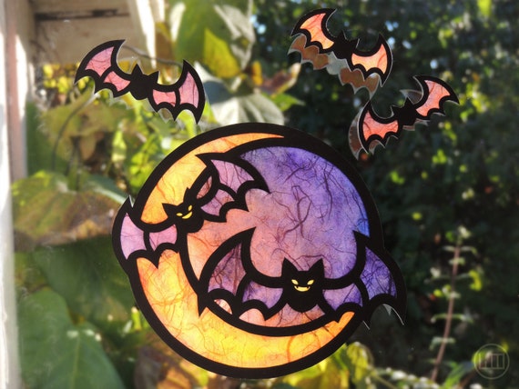 Bats Papercraft Suncatcher Nightly Shadows Halloween Bats - Etsy