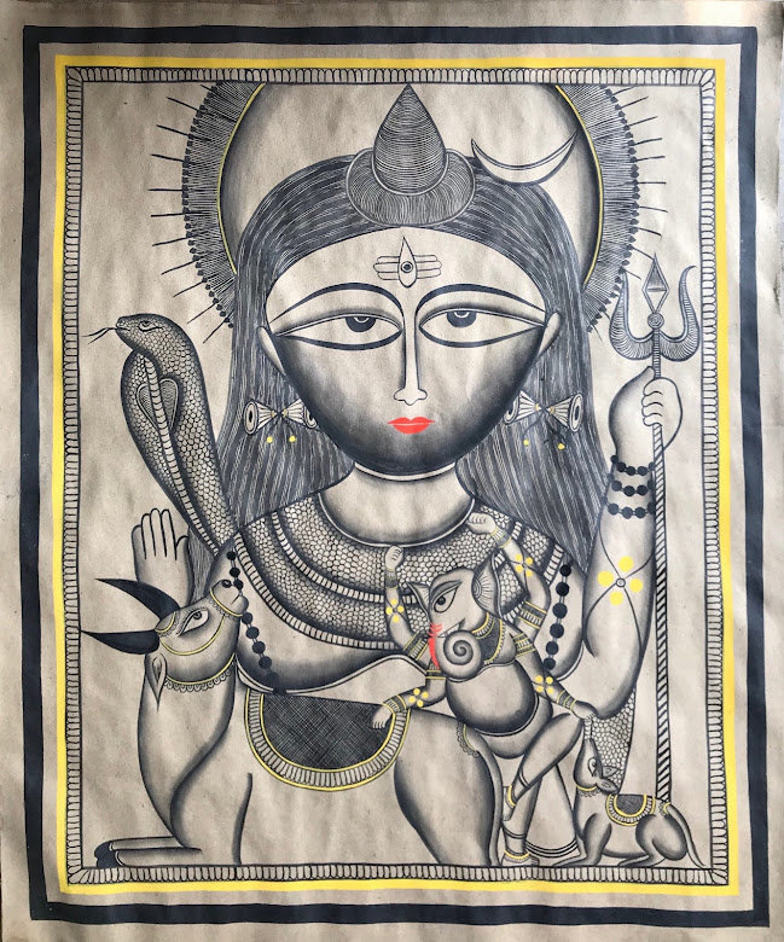 Bengal Pattachitra Painting, Natural Vegetable Colours, Religious ...