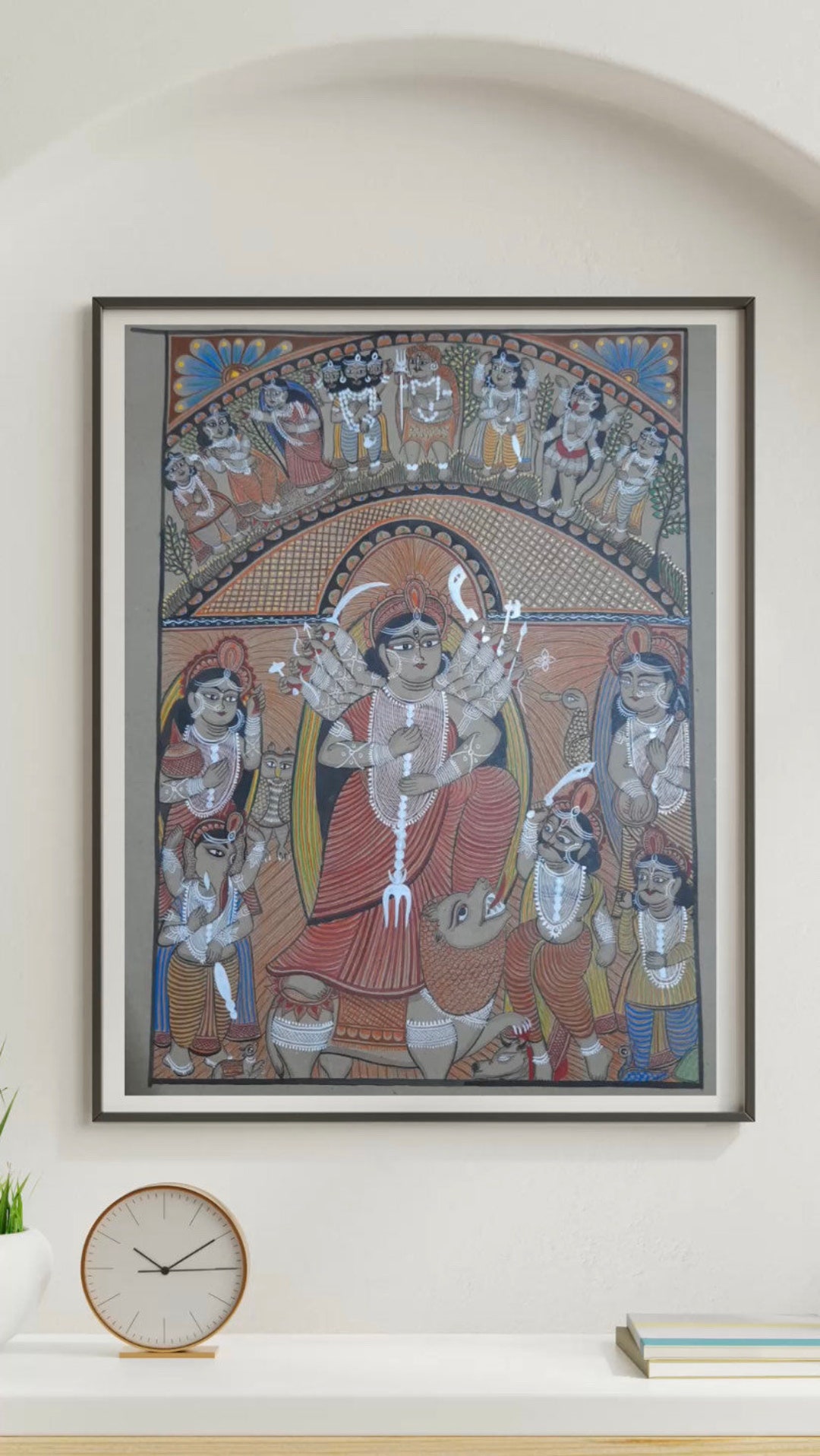 Durga- Bengal Pattachitra Painting, Natural Vegetable Colours ...