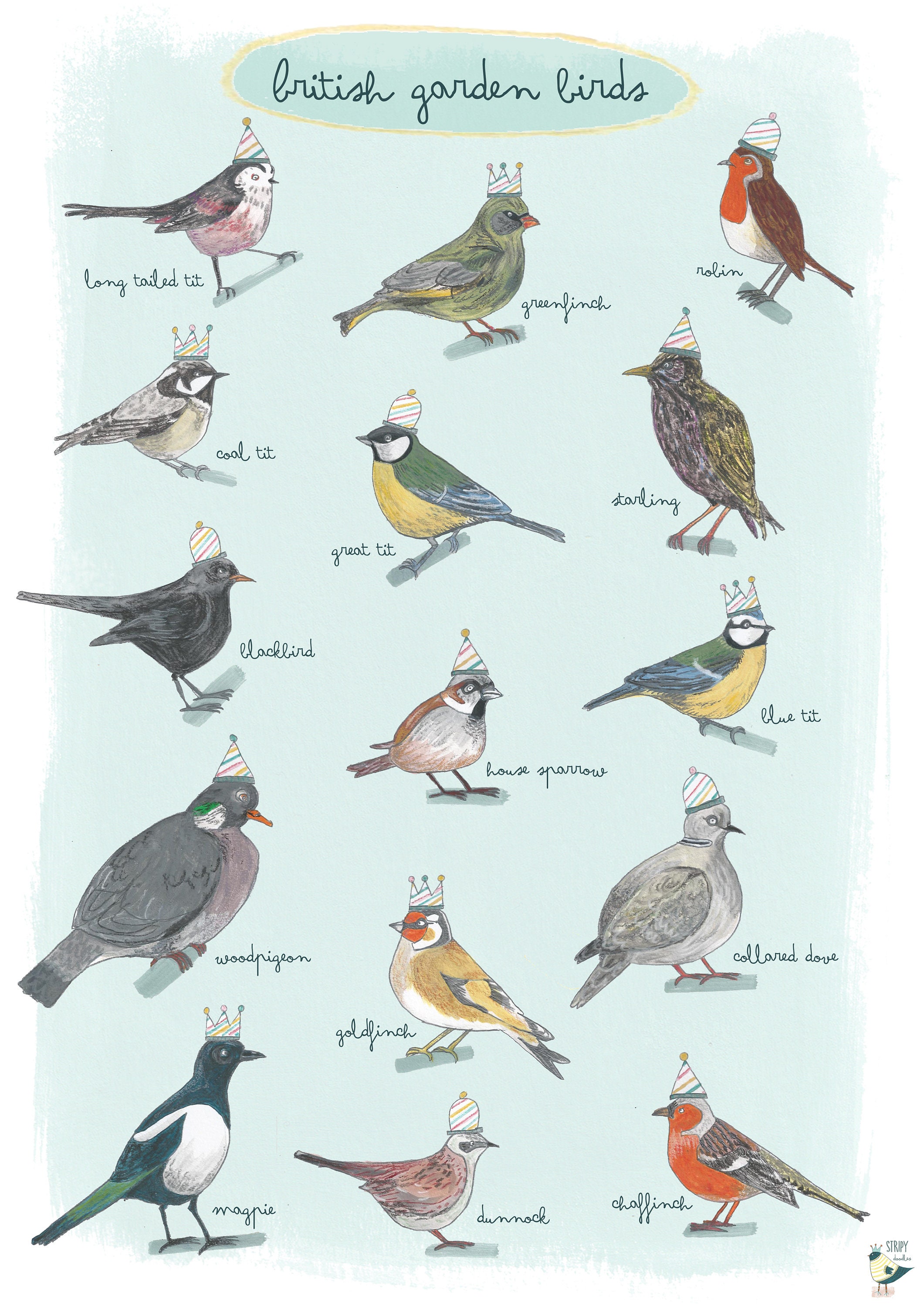 British Garden Birds Identification Poster and Checklist - Etsy UK