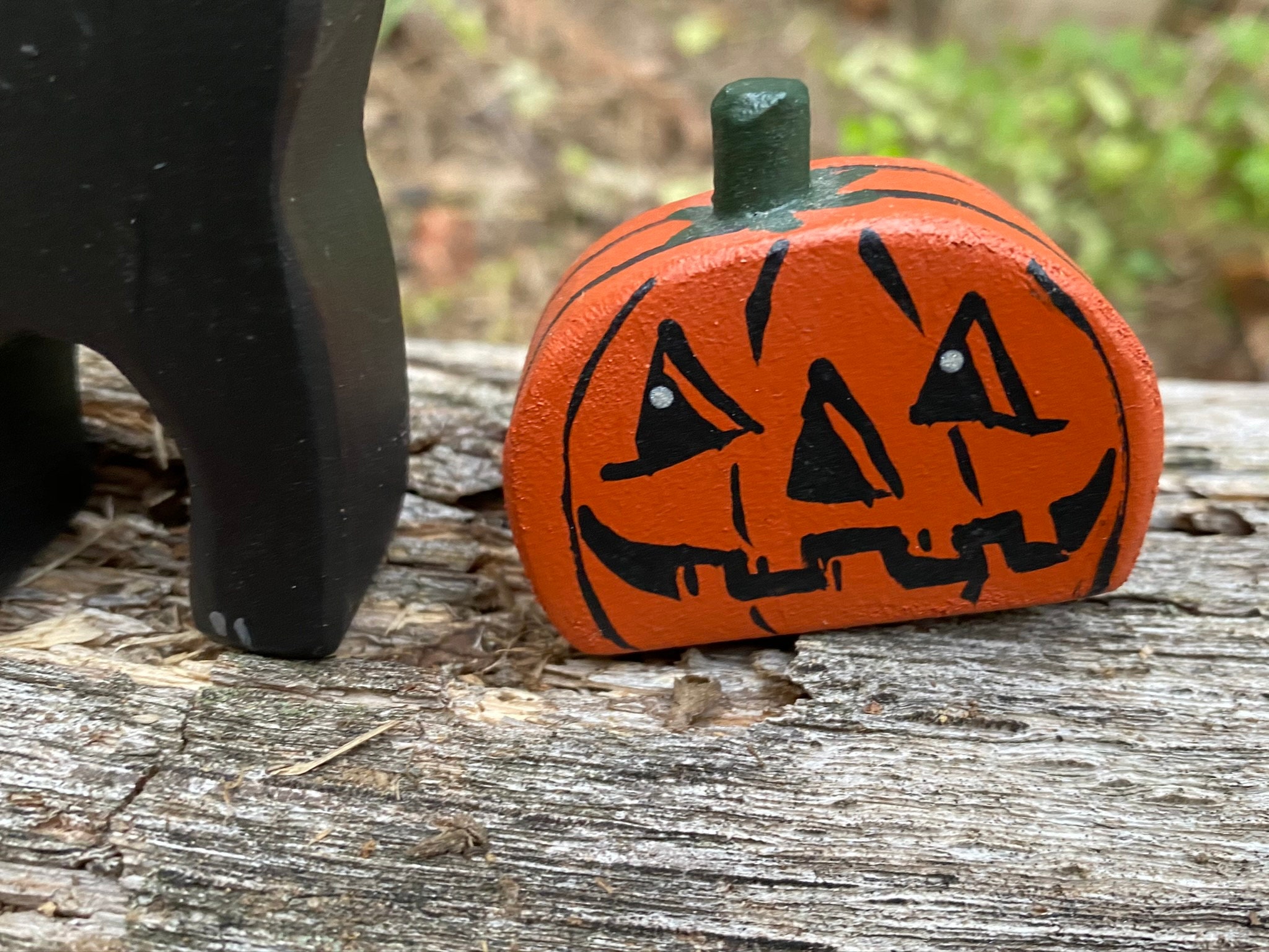Black Cat and Jack-o-lantern Set 4 Pumpkins Halloween - Etsy