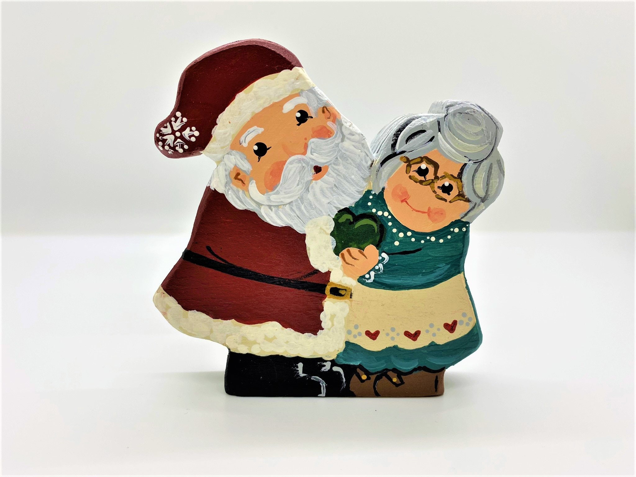 Wooden Standing Santa and Mrs. Claus Hugging Christmas - Etsy