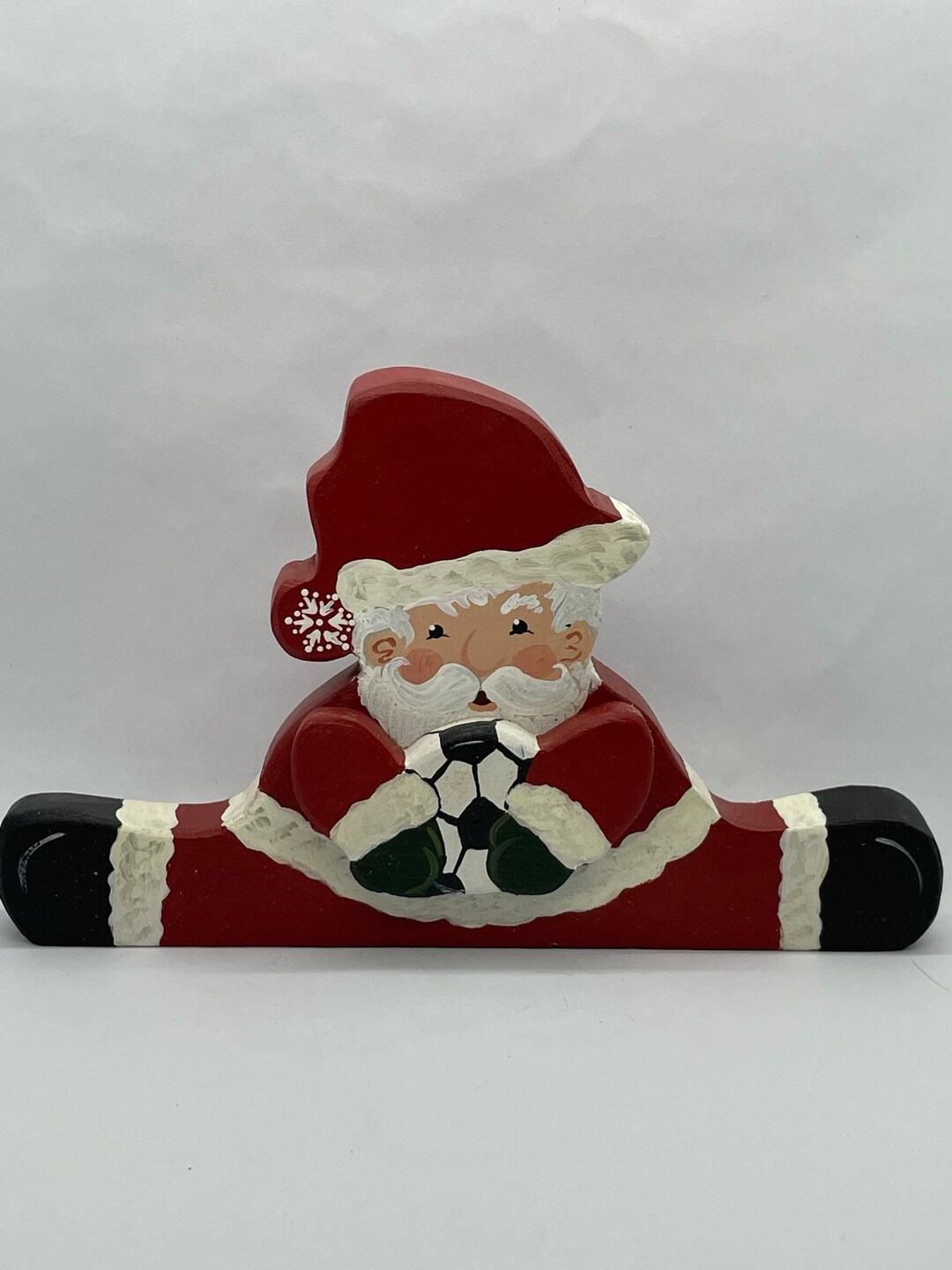 Wooden Christmas Sitting Santa Claus With Soccer Ball- Two Pieces ...