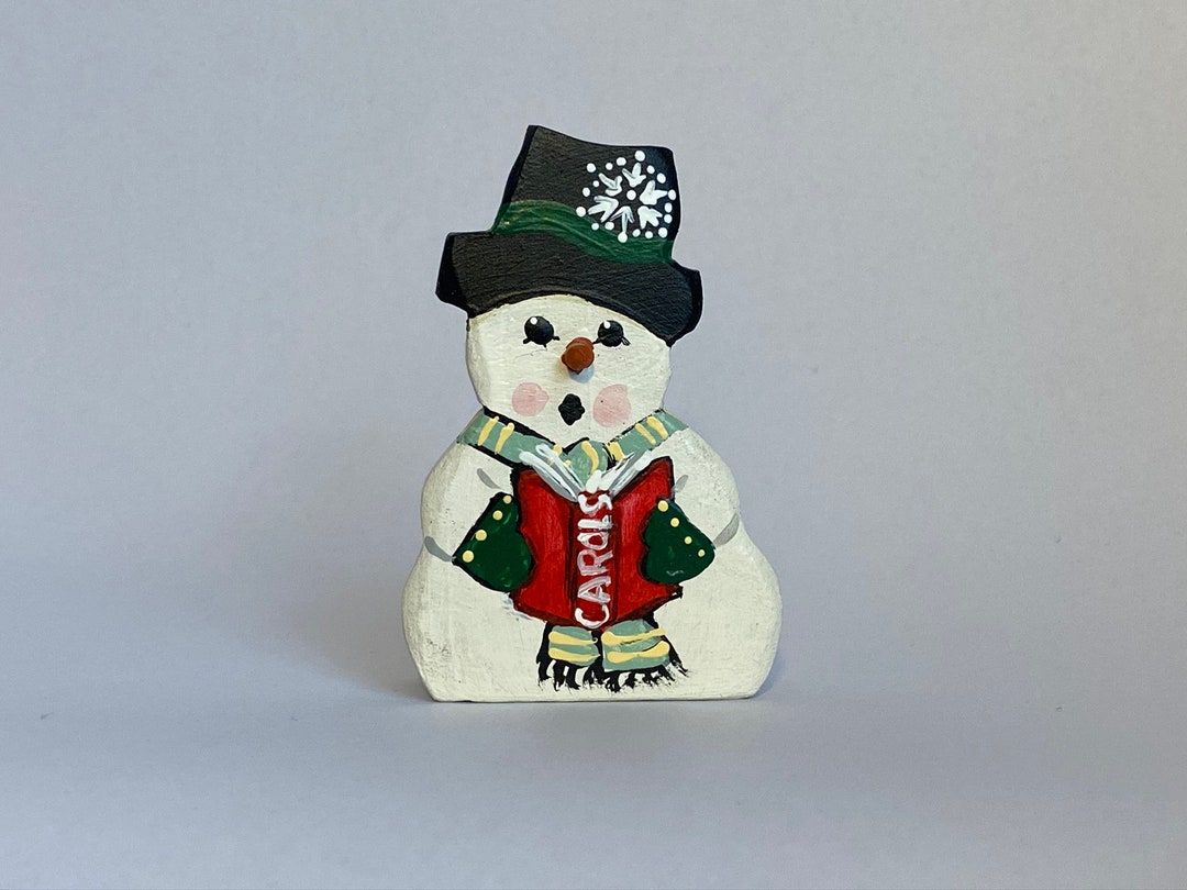 Handmade Wooden 3 Inch Caroling Snowman, Holiday Decor - Etsy
