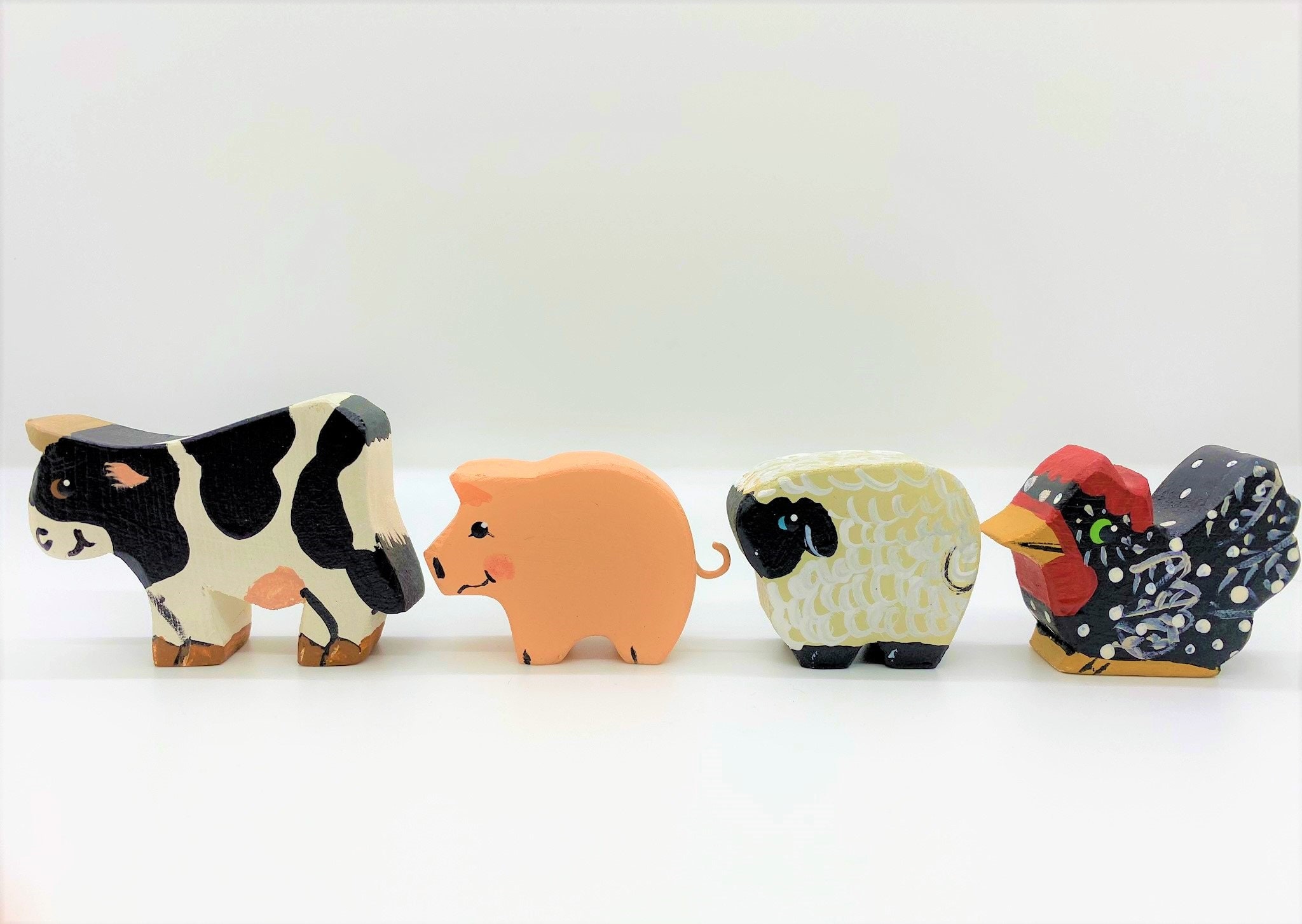 Small Set of 4 Farm Animals Pig Chicken Cow Sheep - Etsy