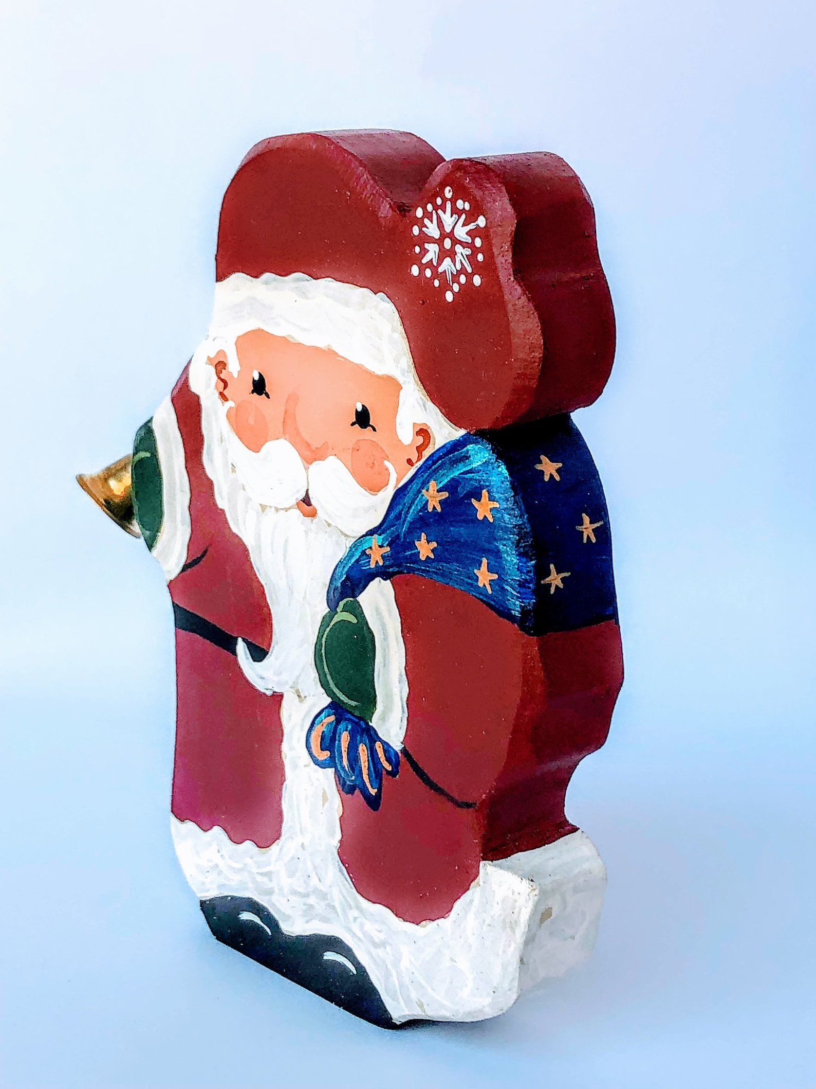 Wooden Standing Santa Claus With Bell - Christmas Decor Gift - Etsy