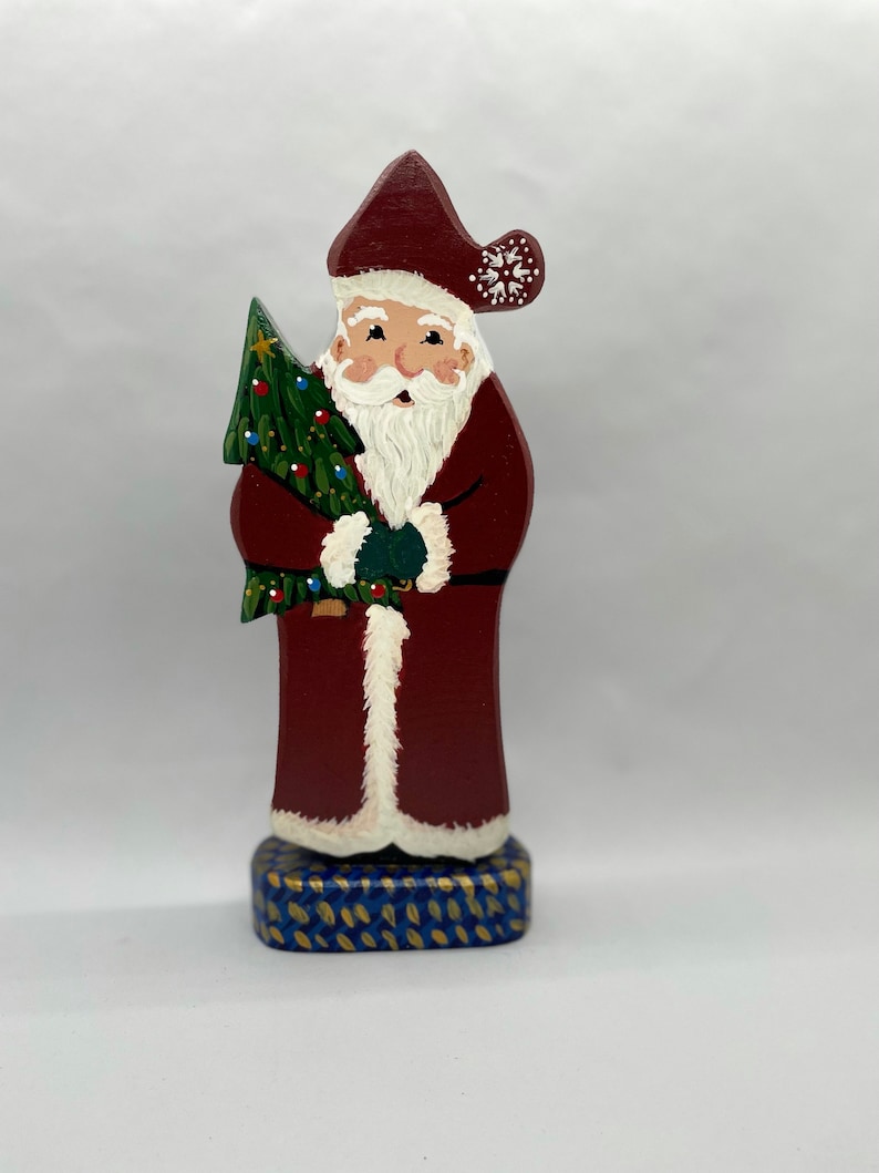 Wooden Christmas Standing Santa Claus With Christmas Tree - Etsy