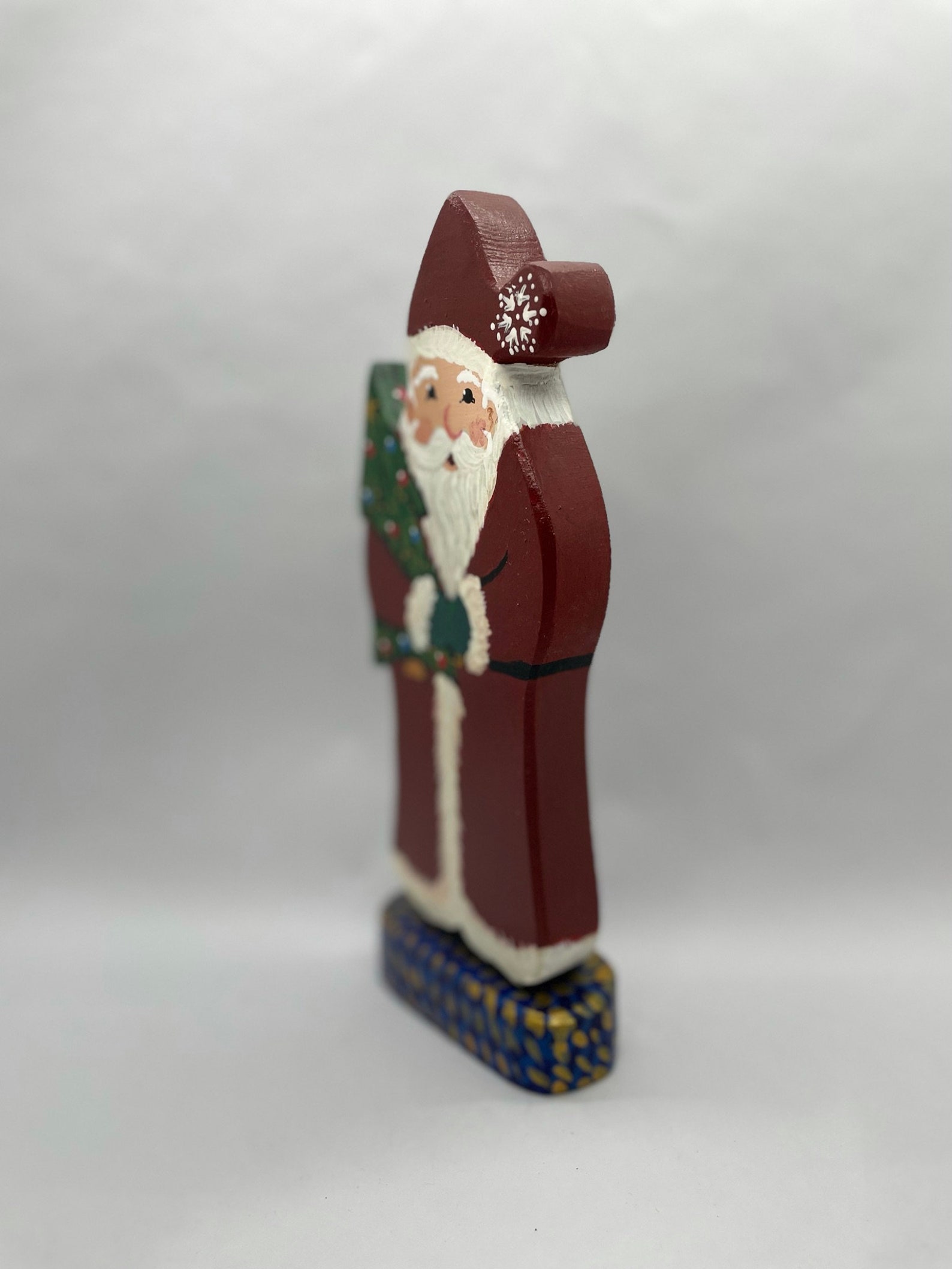 Wooden Christmas Standing Santa Claus With Christmas Tree - Etsy
