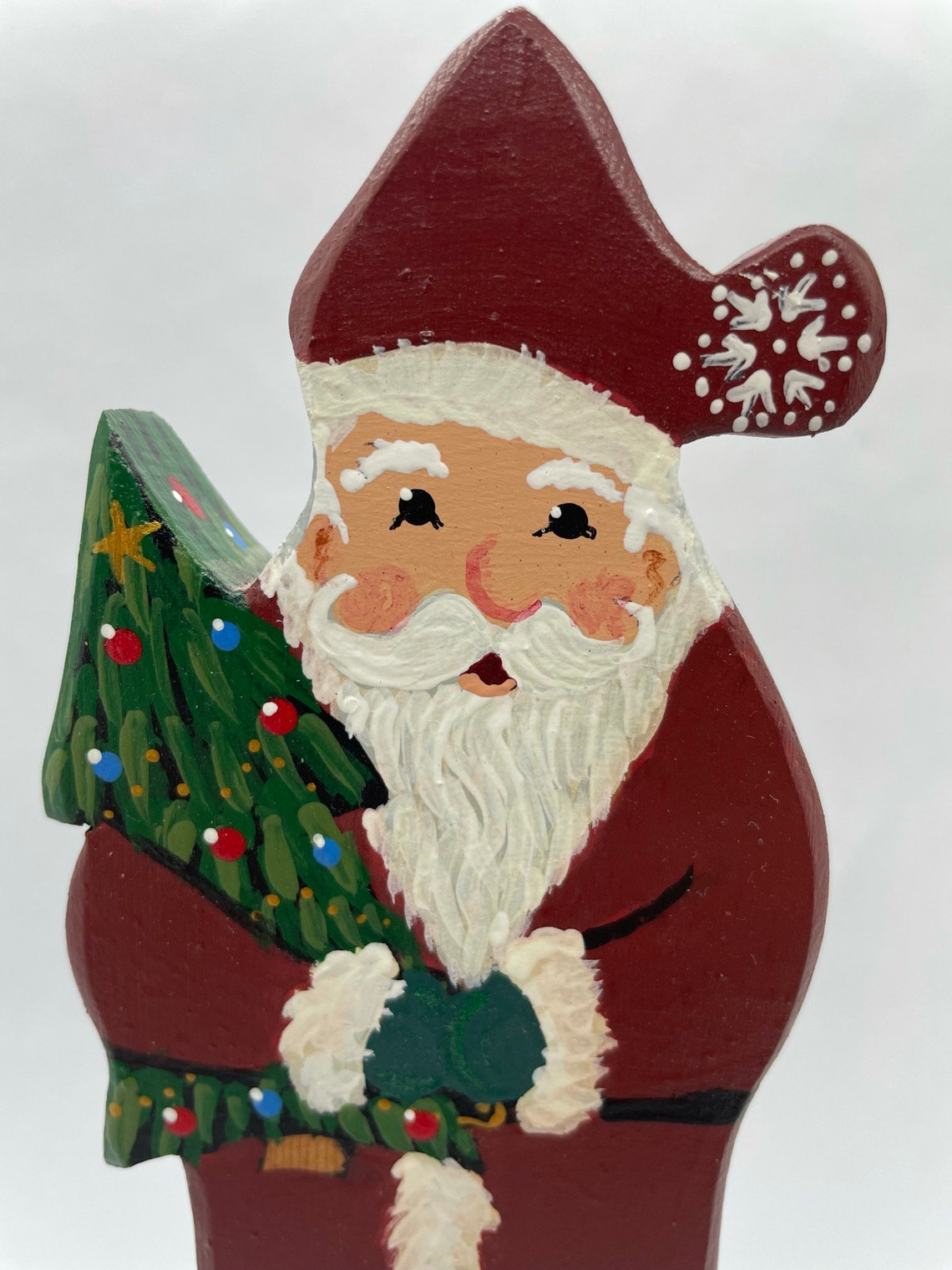 Wooden Christmas Standing Santa Claus With Christmas Tree - Etsy
