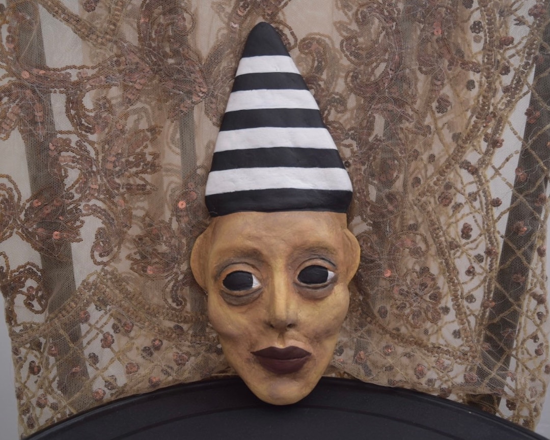 Paper Mache Face Figurine Creepy Art Creepy Clay Face Witch - Etsy