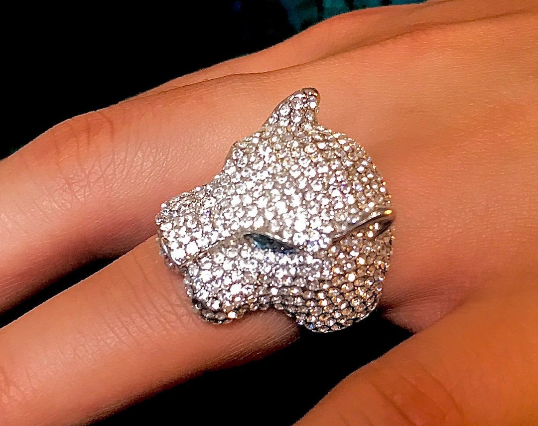 Sparkling Pave Diamante Panther Ring - Etsy
