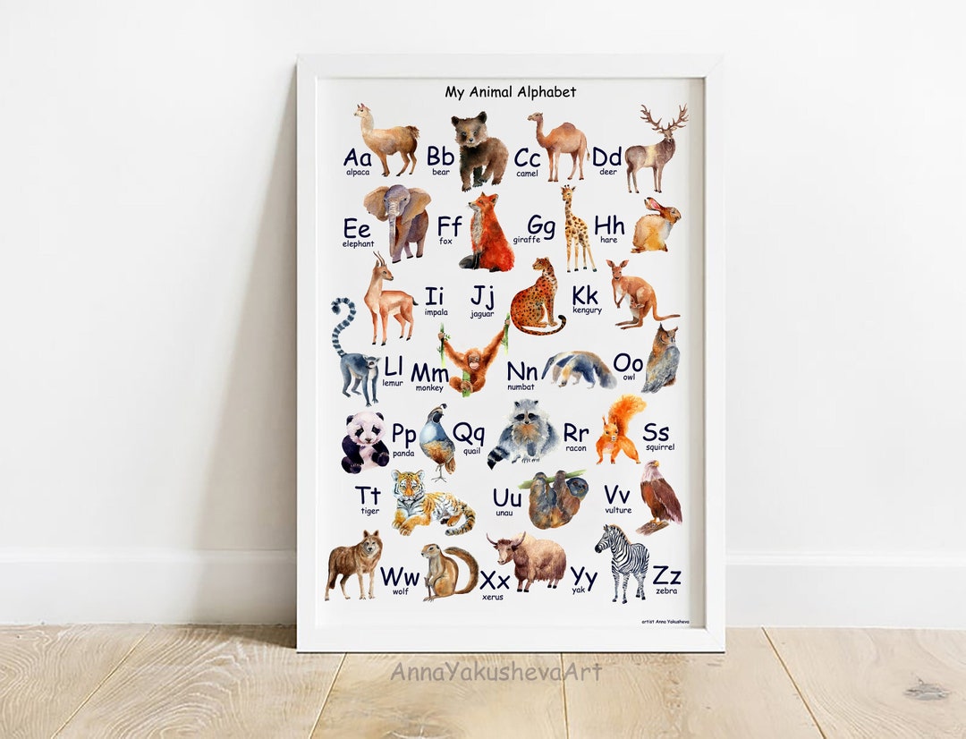 Animal Alphabet. English Alphabet Poster.educational Print.homeschool ...