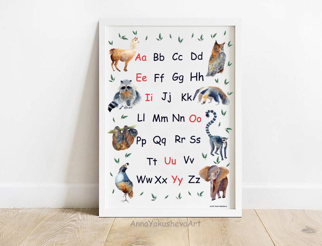 Animal Alphabet. English Alphabet Poster. Just Letters. Educational ...