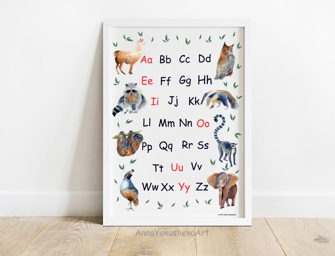 Animal Alphabet. English Alphabet Poster. Just Letters. Educational ...