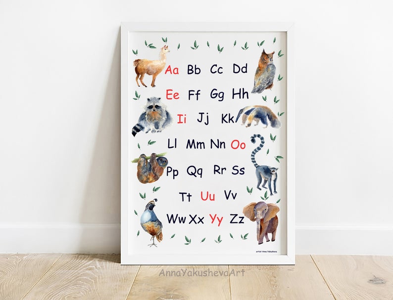 Animal Alphabet. English Alphabet Poster. Just Letters. Educational ...