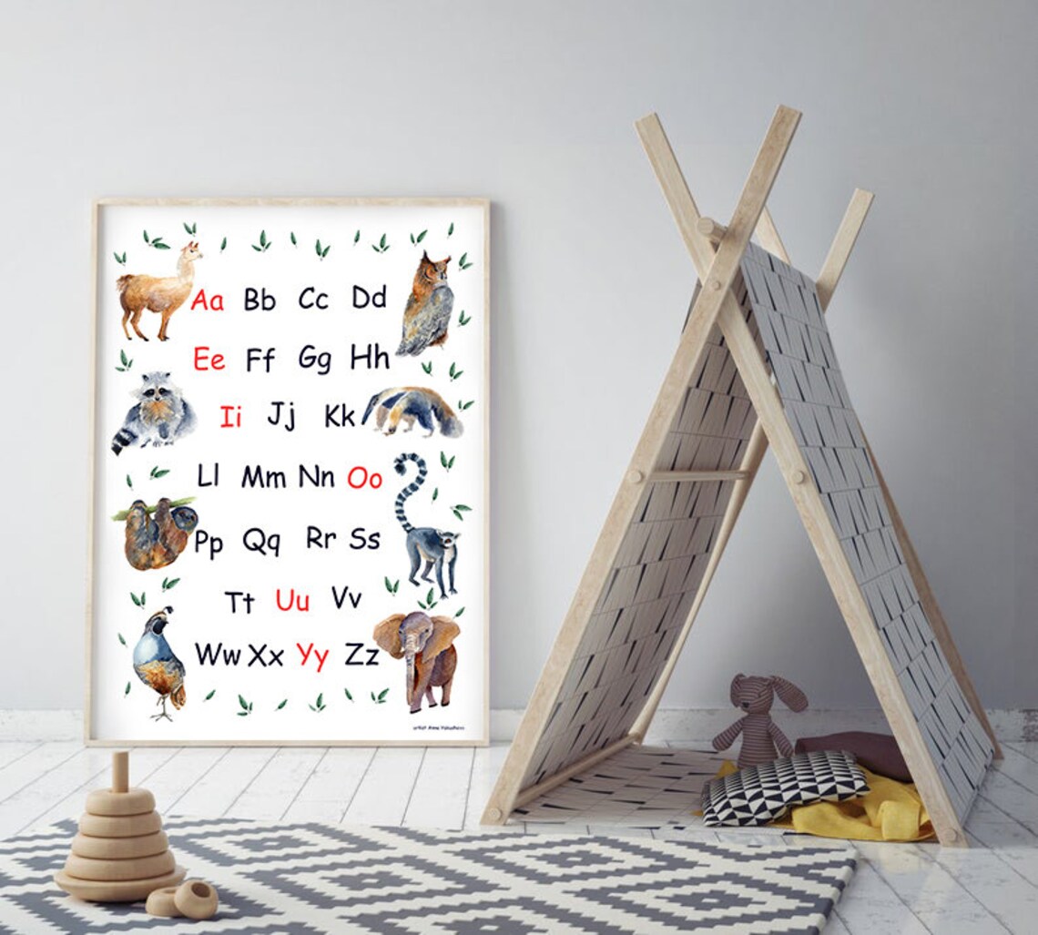 Animal Alphabet. English Alphabet Poster. Just Letters. Educational ...