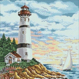 Lighthouse Diamond Painting Set by Wizardi. WD095 Diamond Art Kit ...