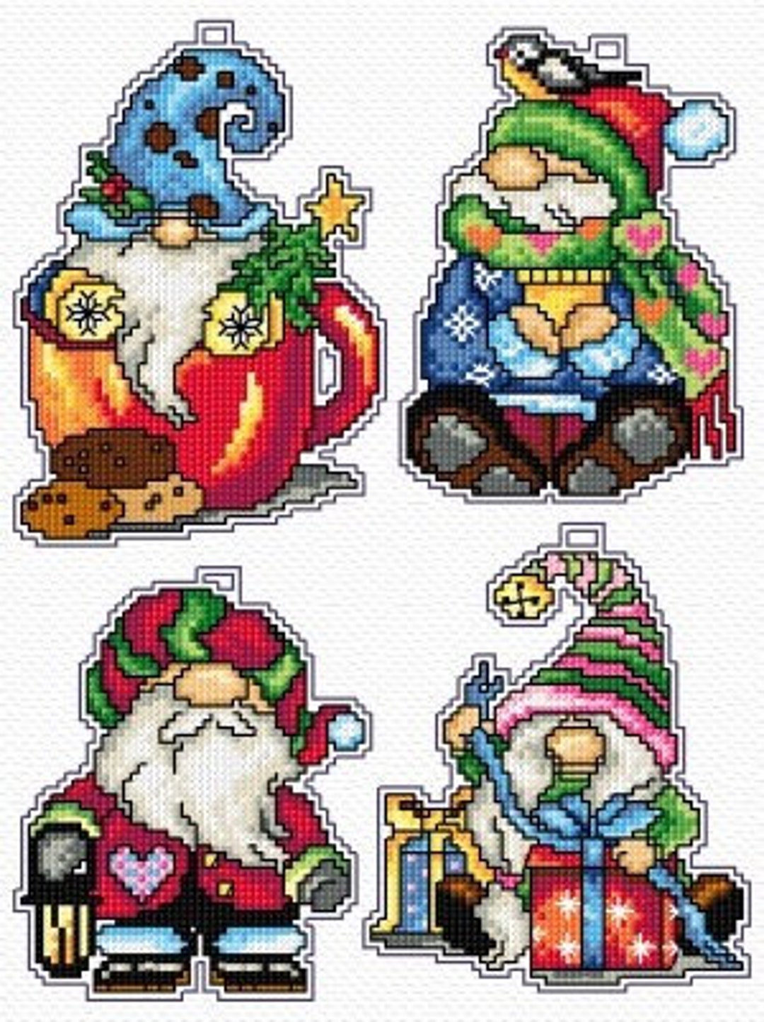 Christmas Tree Gnomes - Counted Cross-stitch Kit on the Plastic Canvas ...