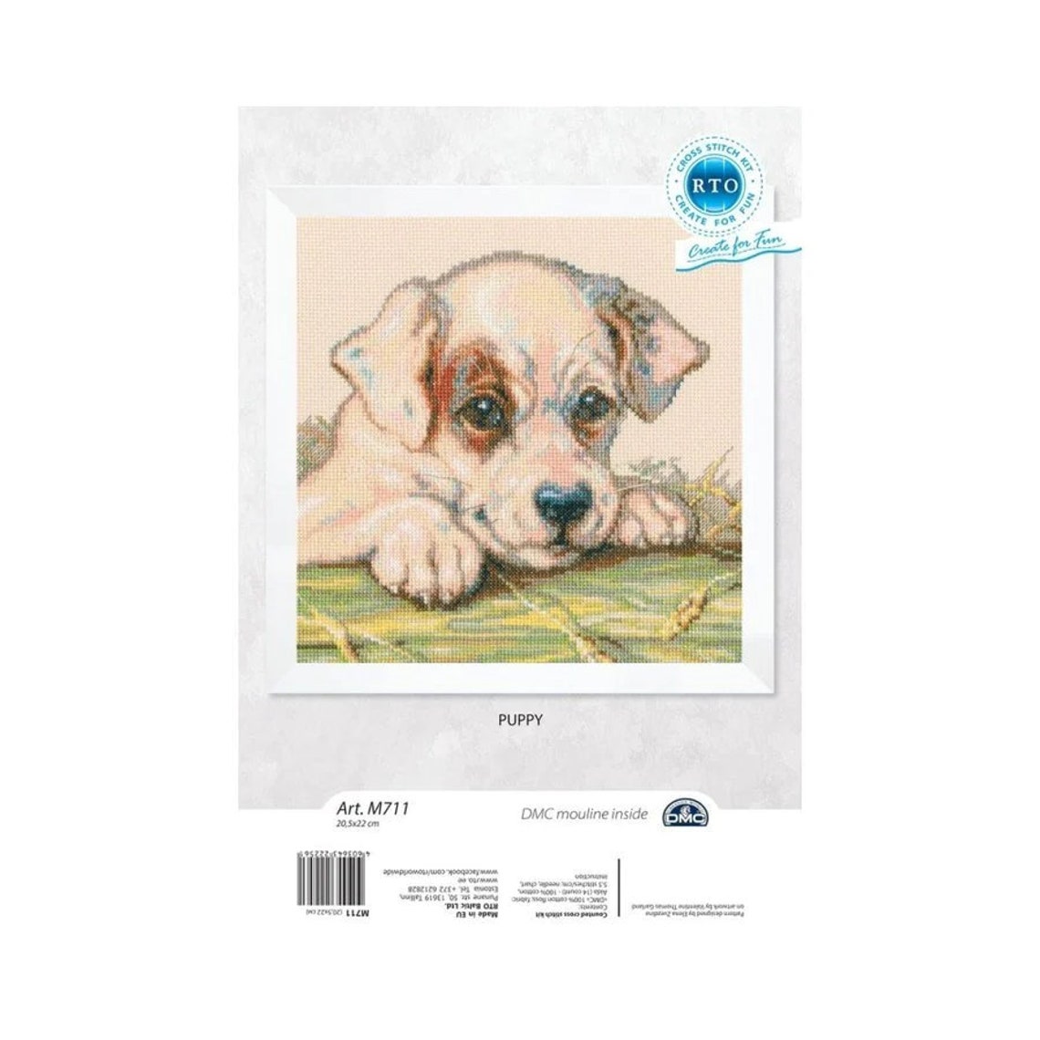 Bulldog Cross-stitch Kit on Aida 14 Count Canvas. Cute Puppy - Animal ...