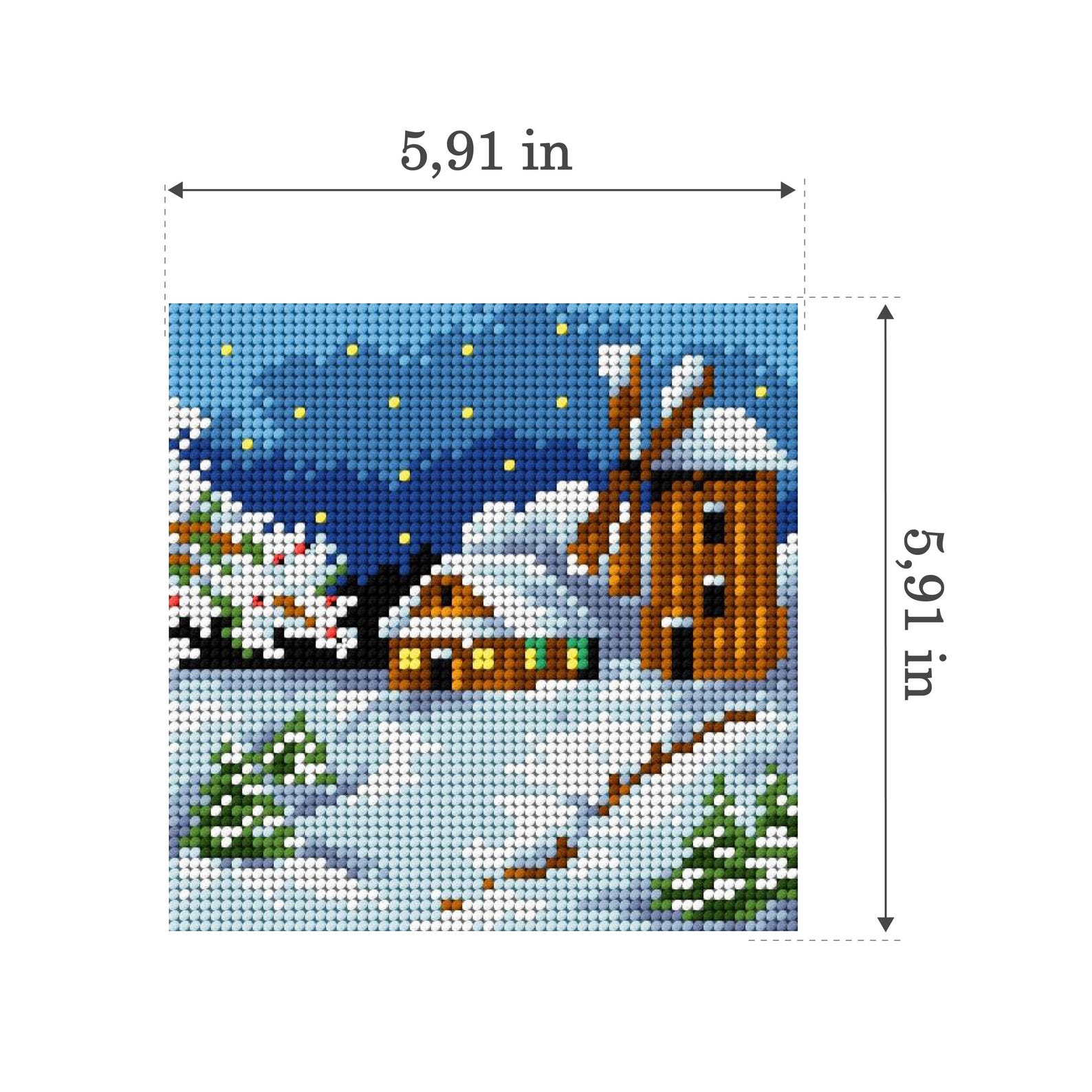 Winter Needlepoint Canvas for Half Stitch Without Yarn. Winter Windmill ...
