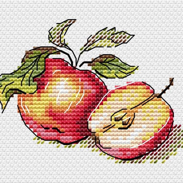Apple Cross Stitch - Etsy