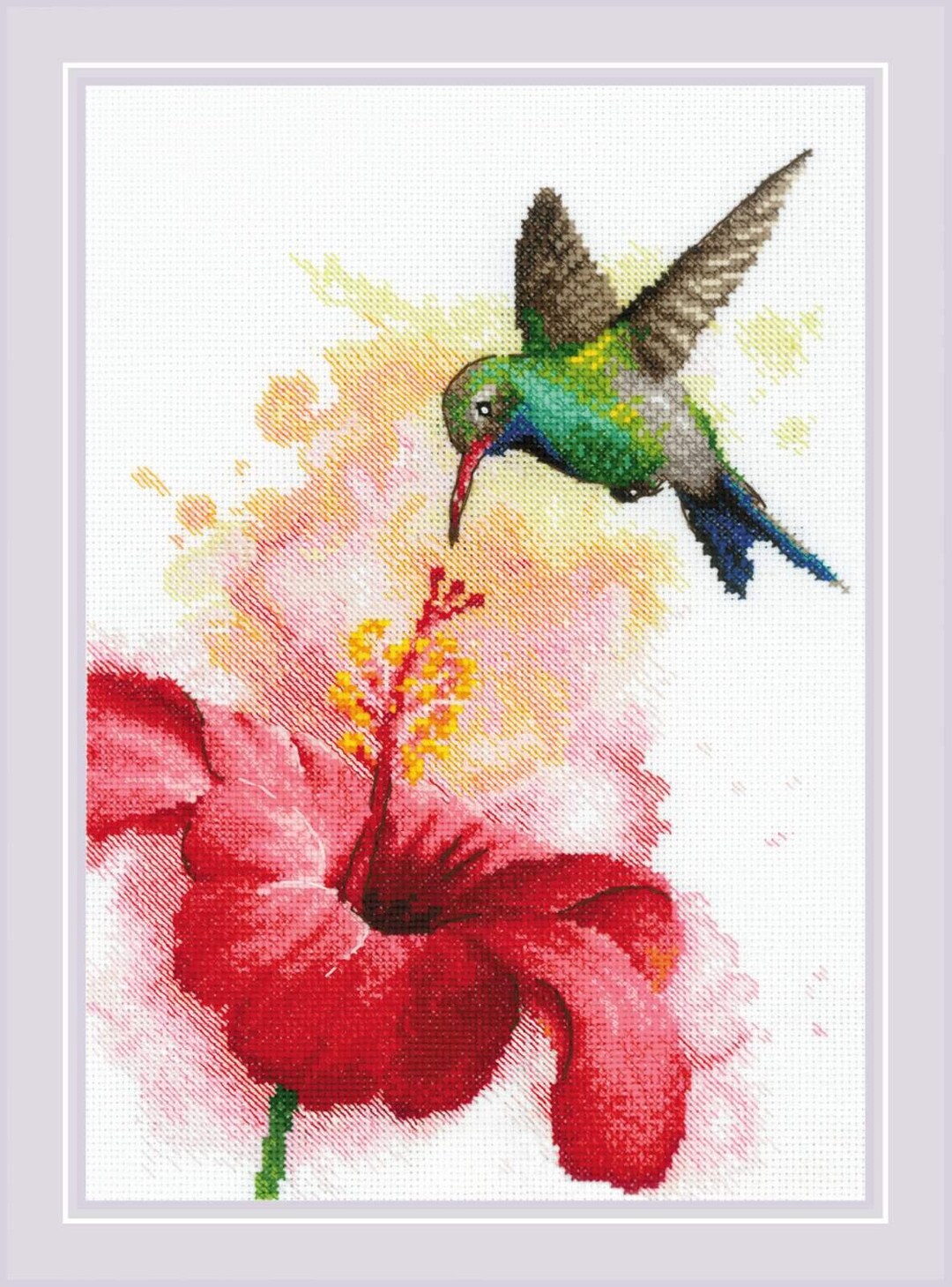 Hummingbird - Counted Cross-stitch Kit. Bird Cross Stitch. Bird and Red ...