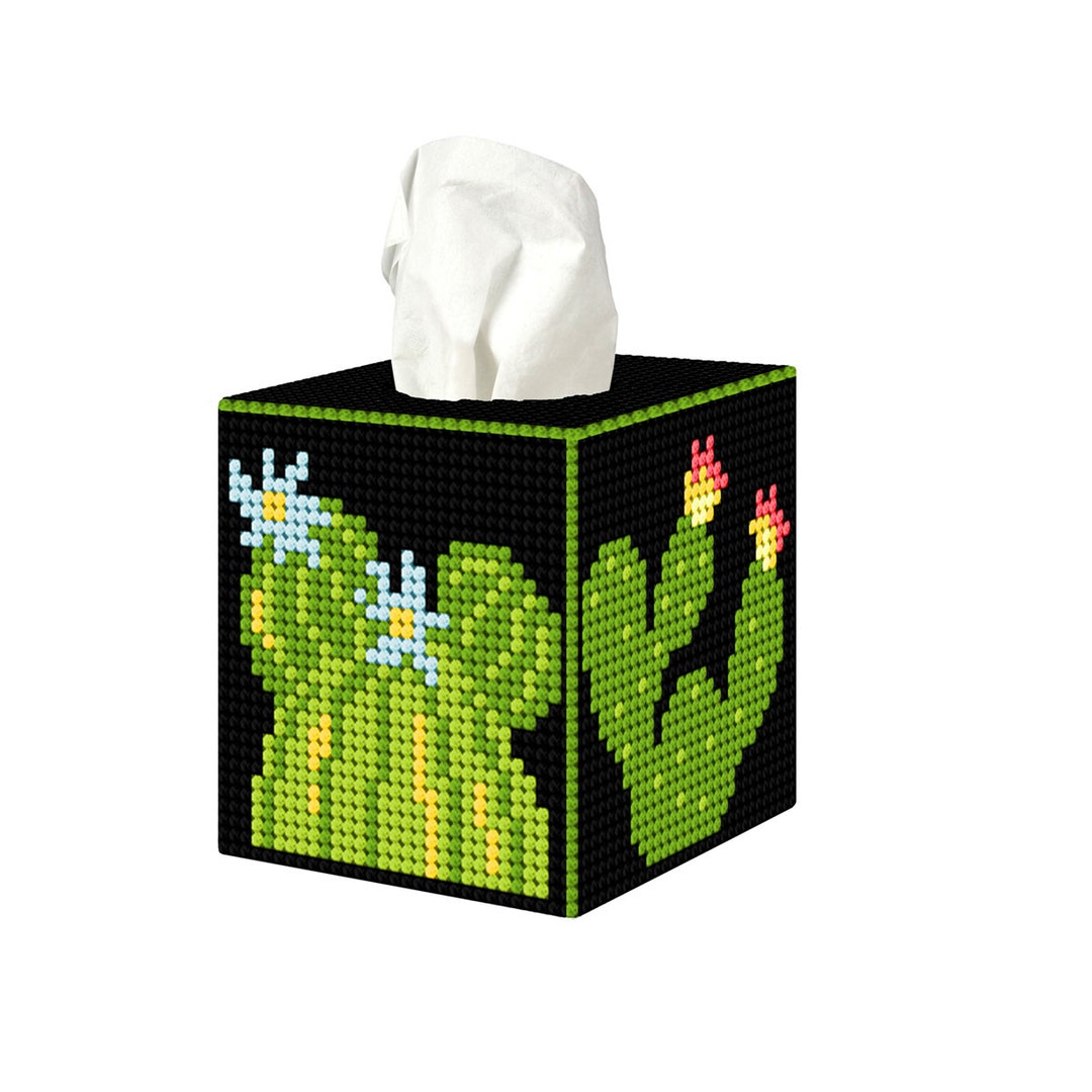 Tissue Box Cover Succulent - Needlepoint Half Stitch on the Plastic ...