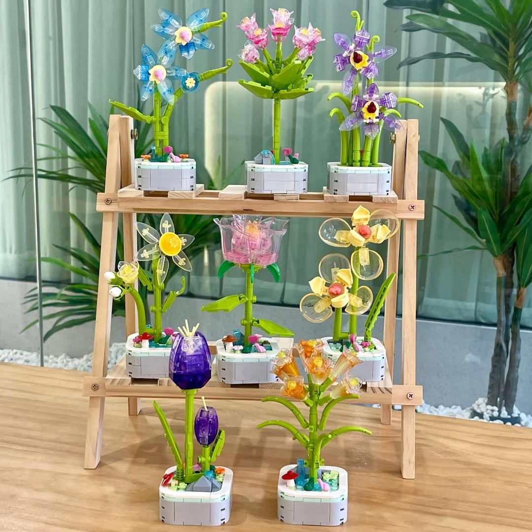 Building Brick Potted Flower Kit. DIY Potted Plant Set. Flower Decor ...