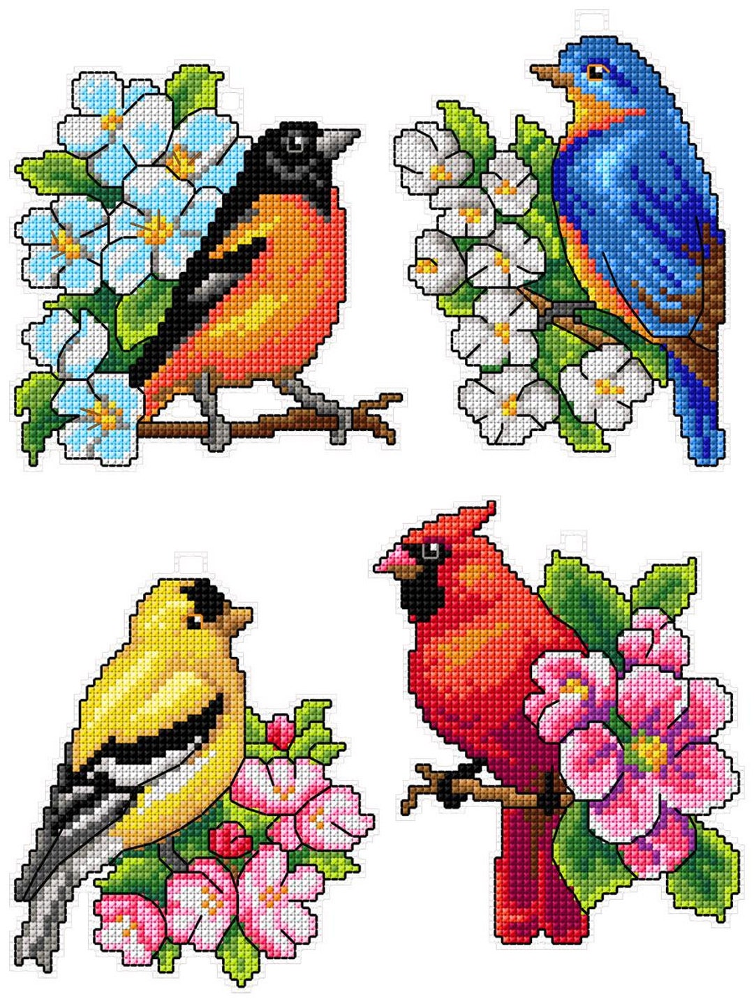 Spring Birds. Cardinal Plastic Canvas Cross Stitch Kit. 4 Cross Stitch ...