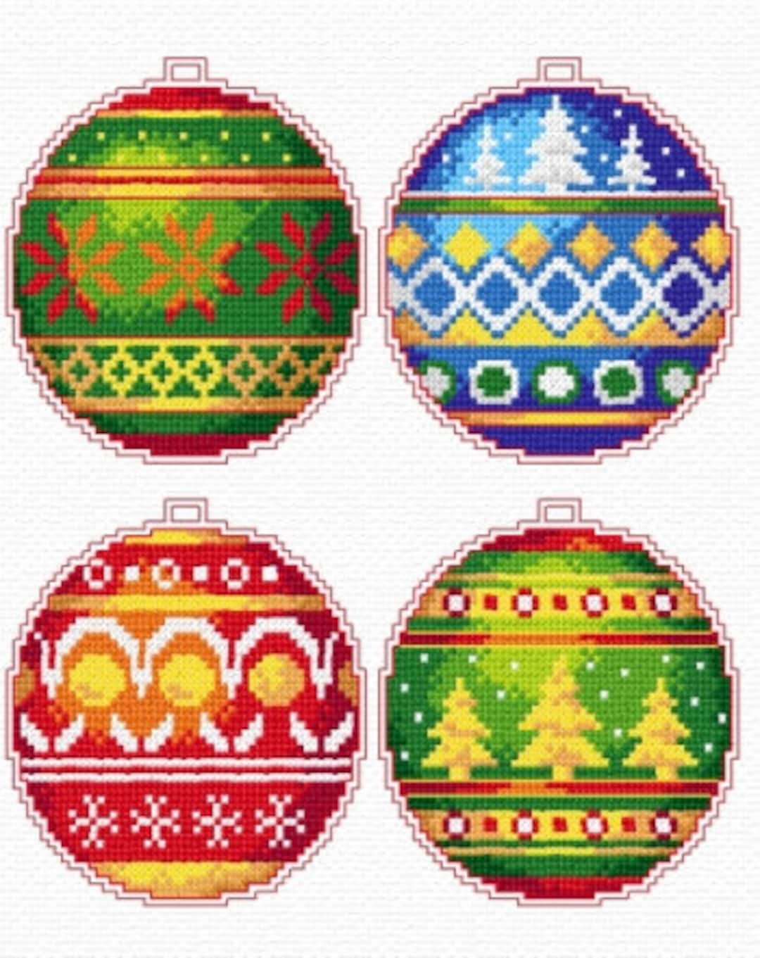 Christmas Tree Baubles - Counted Cross-stitch Kit on the Plastic Canvas ...