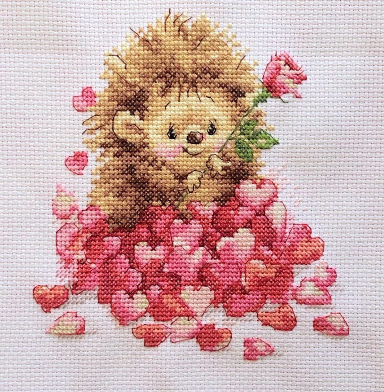 Loving Hedgehog Cross-stitch Kit on Aida 14 Count Canvas. - Etsy