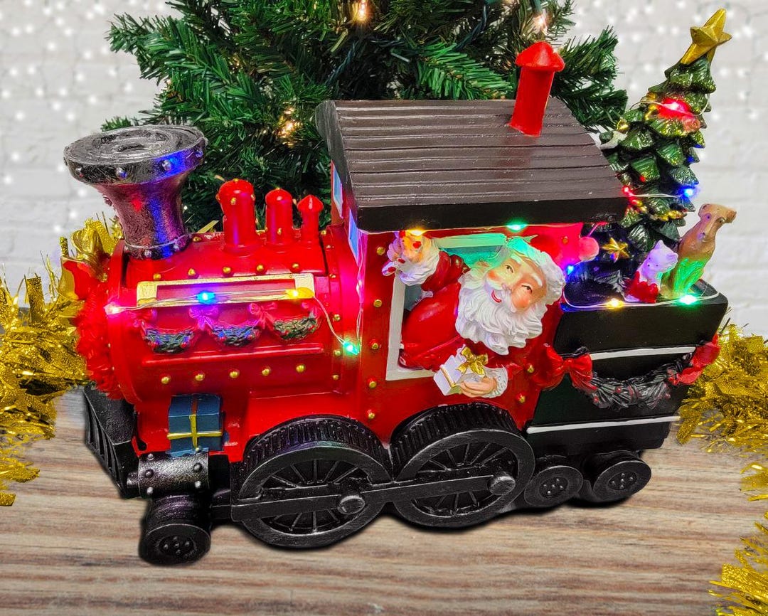 Christmas Train With LED Lights. Festive Little Red Train. Holiday ...