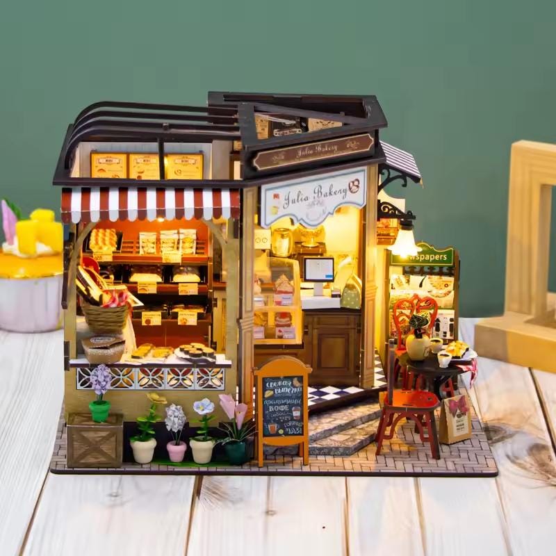 Julia Bakery Wizardi DIY Miniature Kit - Cozy Artisan Bakery With Cakes ...