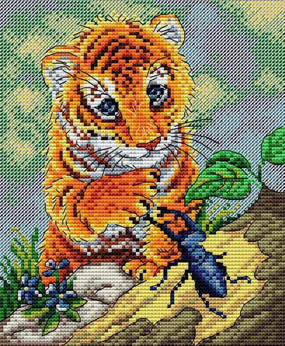 Cute Tiger Cross Stitch Kit. Little Tiger Cross Stitch Pattern - Etsy