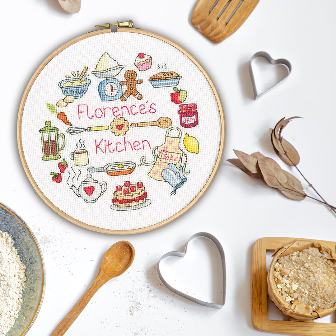 Kitchen Sampler. Shining Cupcakes Cross-stitch Kit on Canvas. Kitchen ...