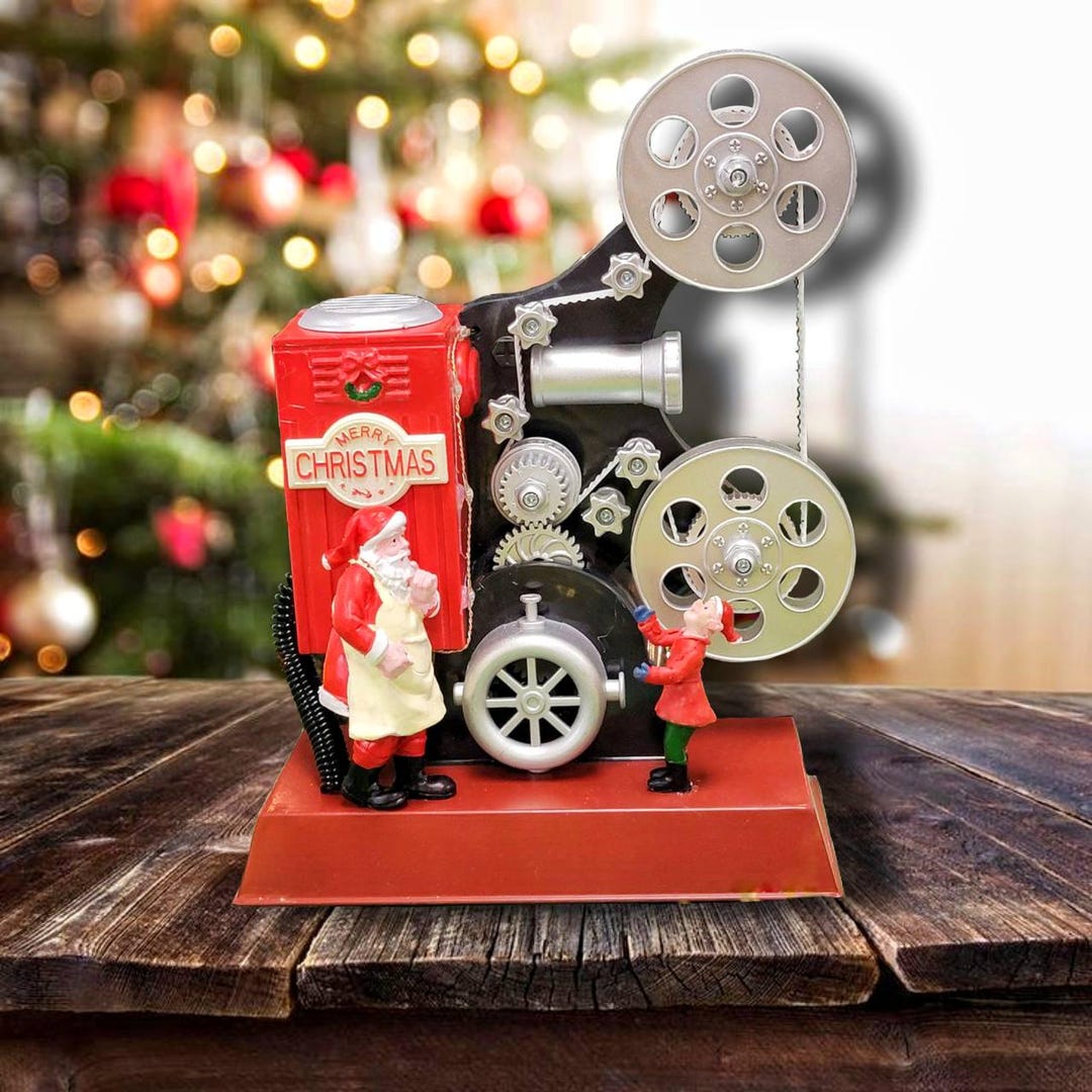 Christmas Santa With Movie Projector Scene. Holiday Decoration With LED ...
