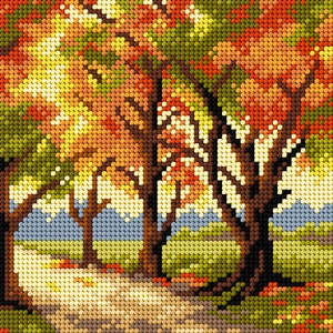 Autumn Forest Needlepoint Canvas for Half Stitch Without Yarn. Golden ...